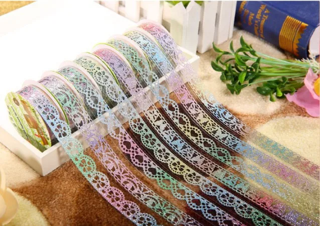 6-pcs-Lot-Glittery-lace-tape-Novelty-decorative-Masking-tapes-Washi ...