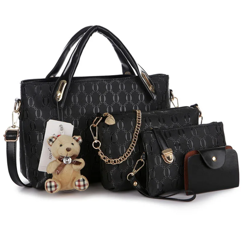 Women Messenger Bags New 2019 Women PU Leather Female Bag 4 piece Set ...