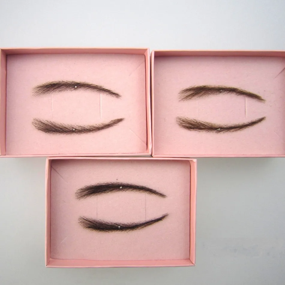 2017 Set Maquillaje Human Hair False Eyebrow Hand Made Fake Woman With ...