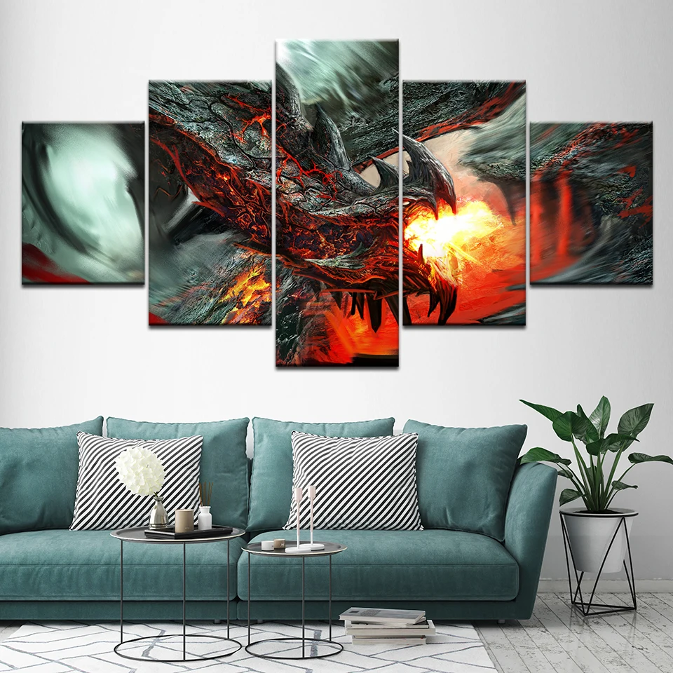 Giclée Prints Dragon modern art Dragon canvas Abstract wall art ...