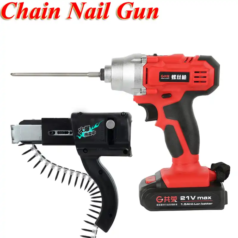 Chain Nails Gun Rechargeable Automatic Screw Nailing Gun Self tapping ...