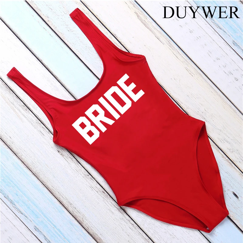 Beach Wedding One Piece Swimsuit Bachelor Party Bodysuit BRIDE Swimwear ...