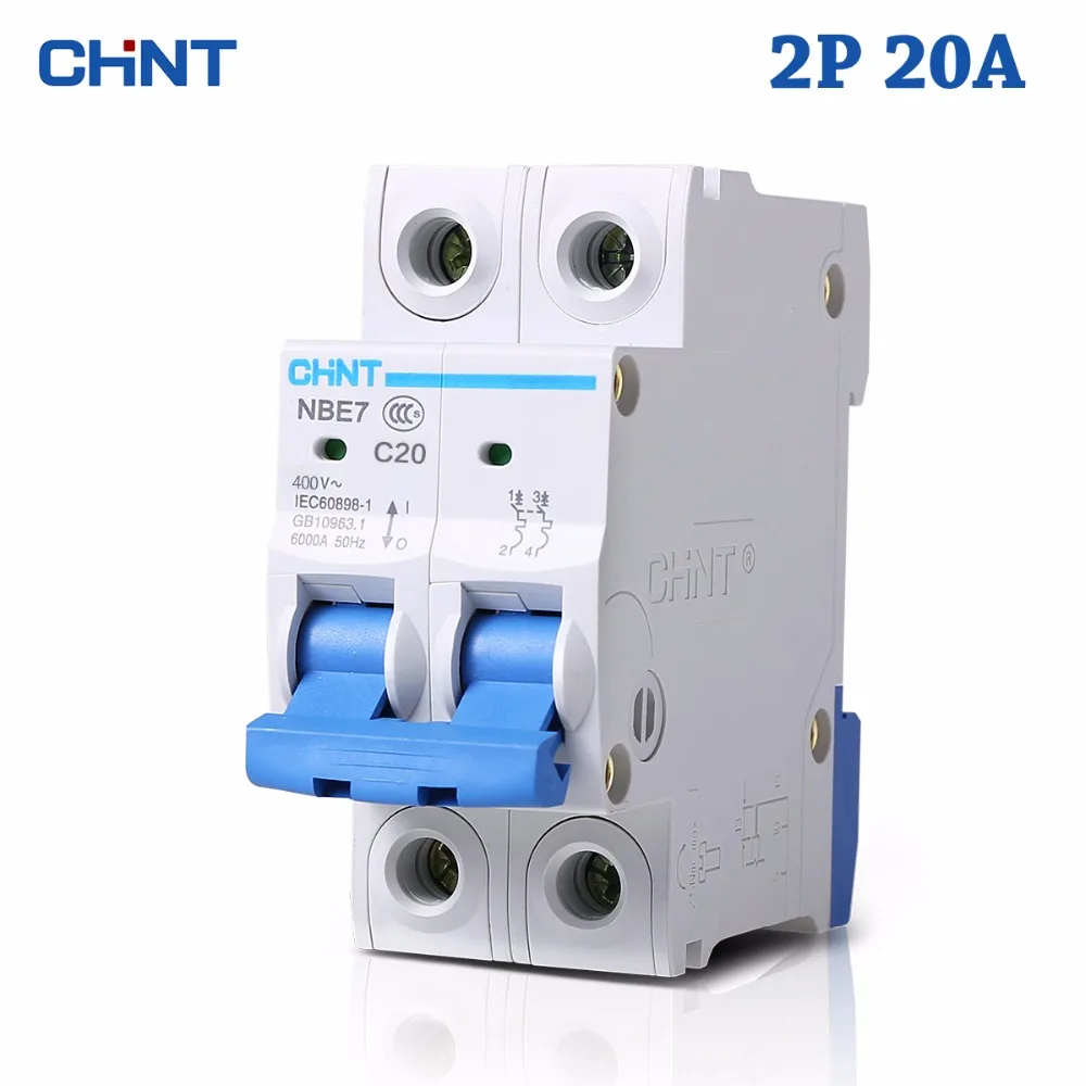 2P 20A 230V 50HZ 미니 회로 차단기 MCB C20 C 유형 36mm 과부하 및 단락 보호 차단 스위치 초퍼 ...