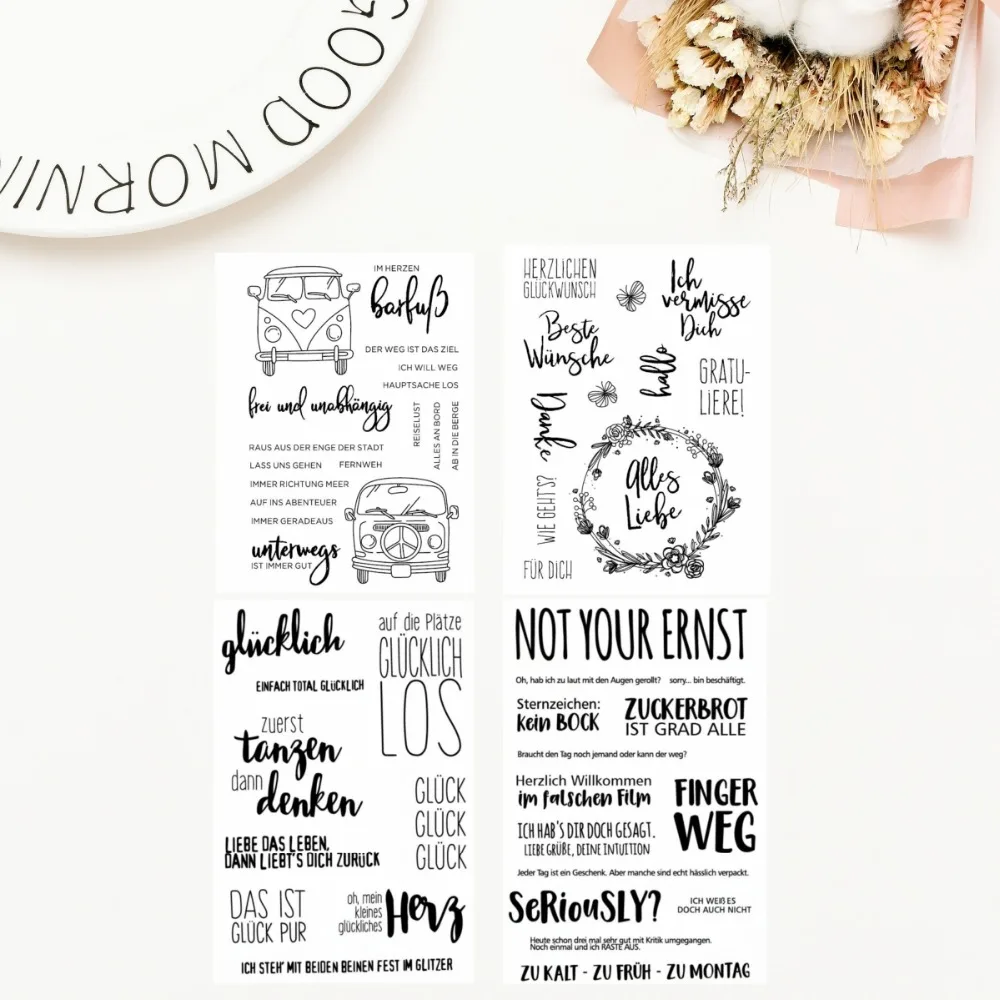 German Common Words Collection I Transparent Clear Silicone Stamp For german-common-words-collection-i-transparent-clear-silicone-stamp-for