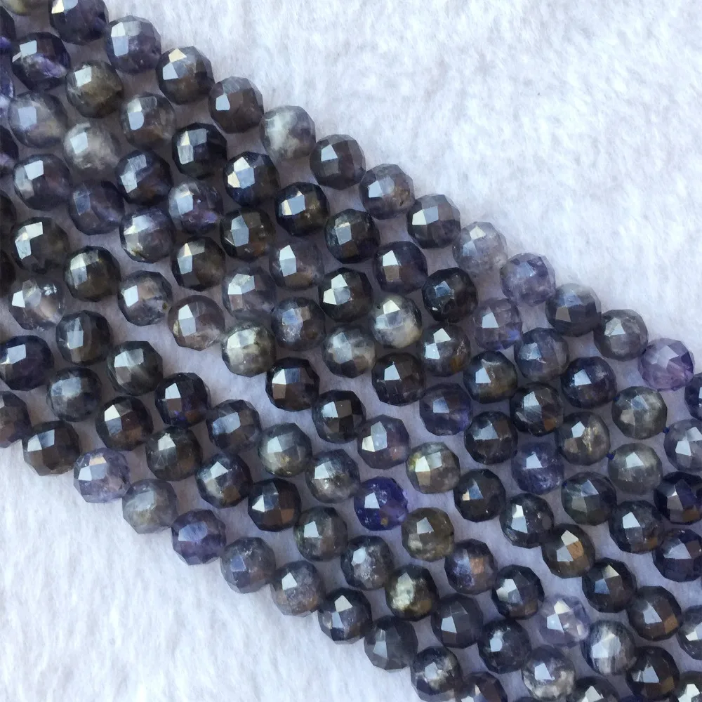 Натуральный темно-синий фиолетовый иолит Рысь камень дихроит круглый ...