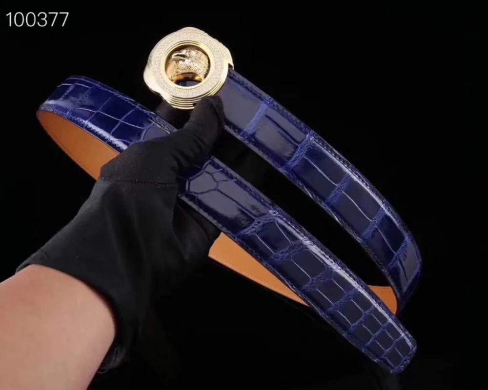 Роскошный качественный мужской ремень из натуральной крокодиловой кожи ...