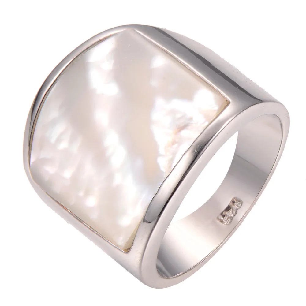 wholesale Pearl shell 925 sterling silver Ring Fashion Ring Size 6 7 8 ...