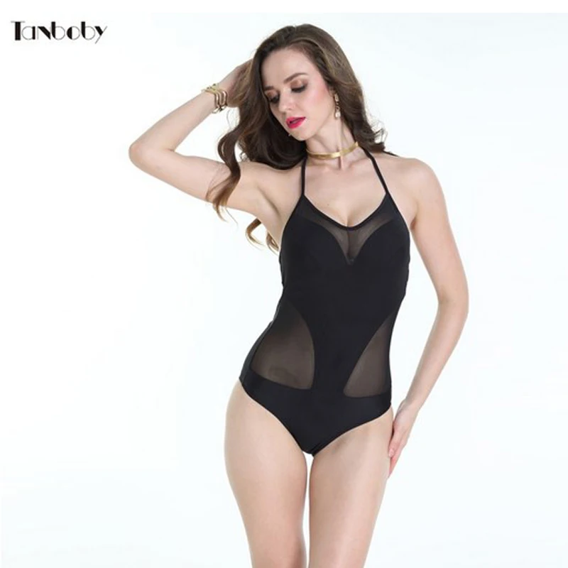 Black Bodysuits Women Swimsuits One Piece Bathing Suits Sexy