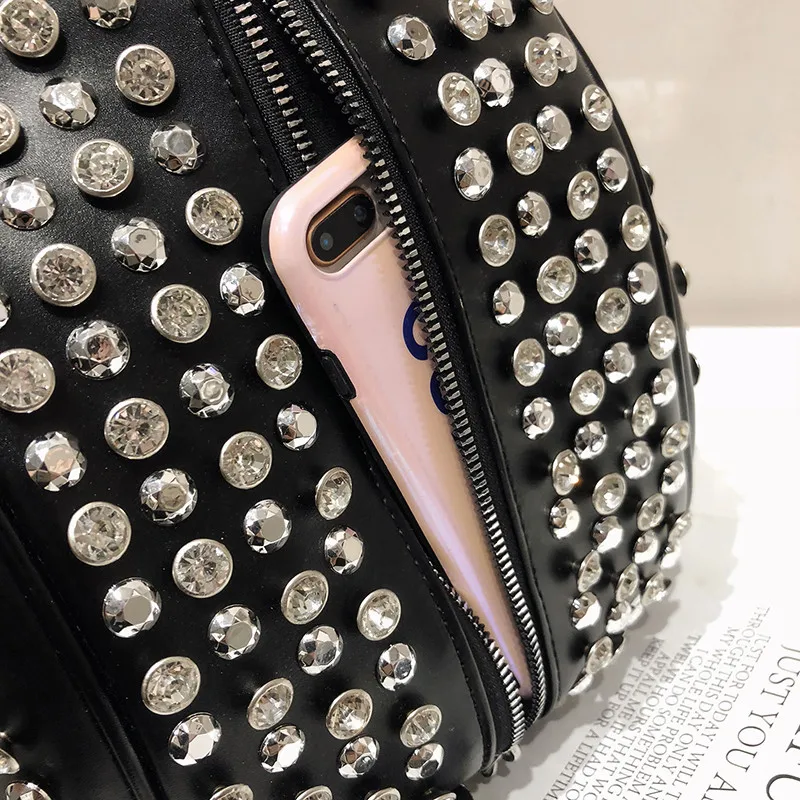 2019 diamond Women rivet Backpack Teenage Girls Travel Large Capacity ...