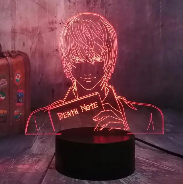 Death Note Yagami Light 3D LED Night Light 7 Color Table Desk Lamp Home ...