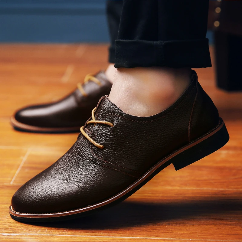 Spring New First Layer Leather Business Casual Small Shoes Men Wear Non ...