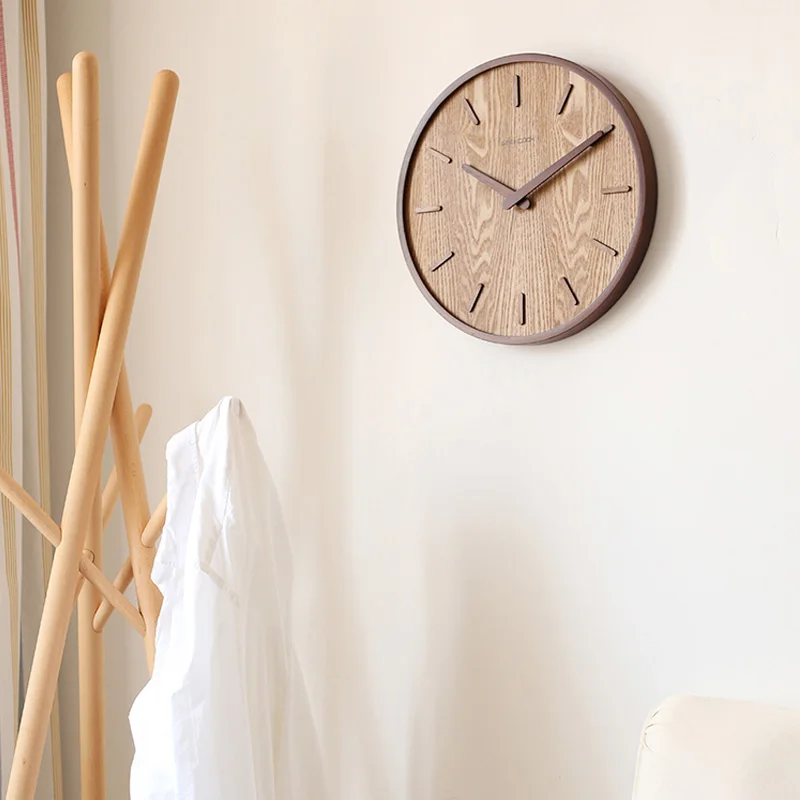 Деревянные кварцевые настенные часы Современное украшение подвесные