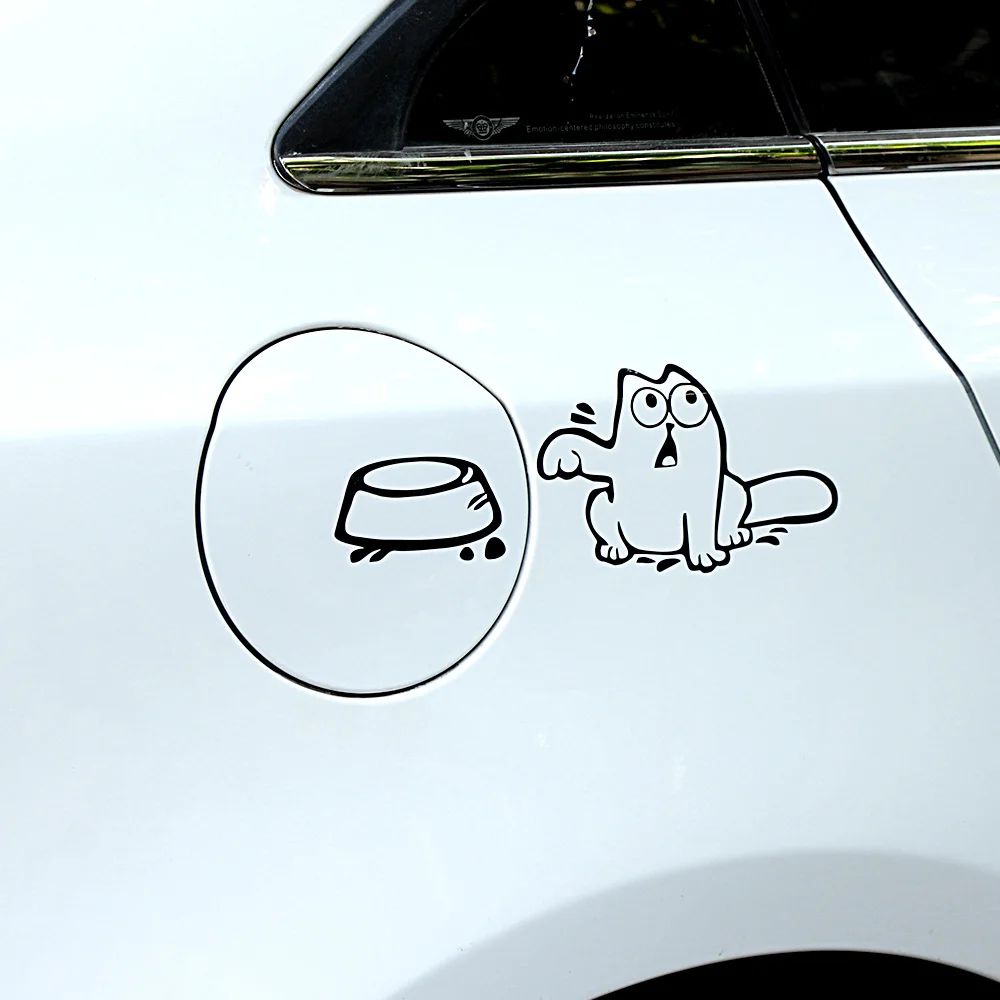Car styling funny hungry SIMON CAT Auto fuel tank cap decor sticker for ...