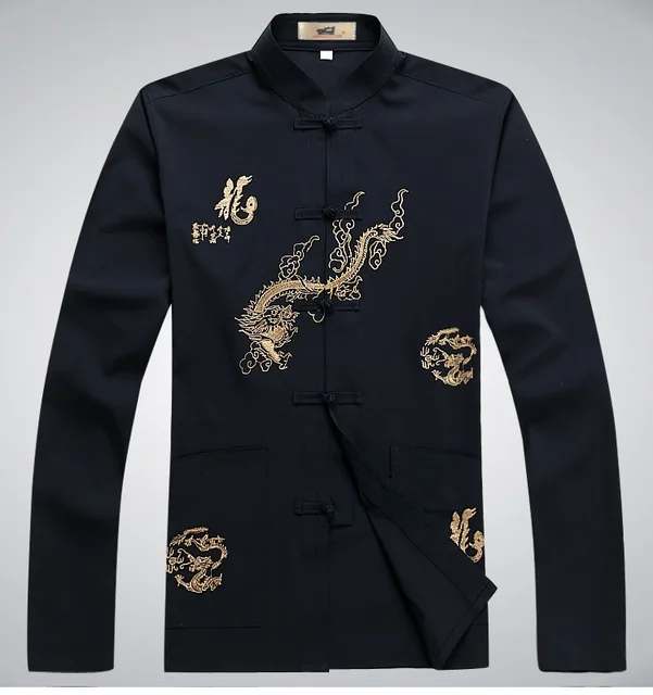 Male Chinese Clothing Tops Chinese Dragon Jacket Tangzhuang Clothing