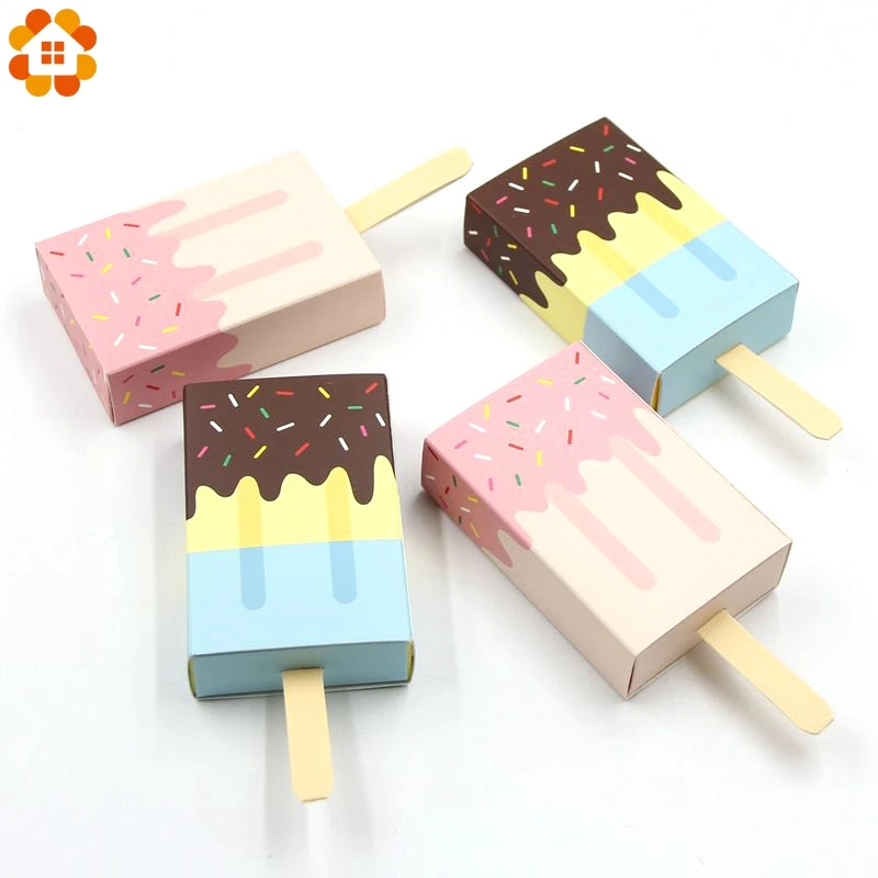 5PCS/Lot DIY Cute Ice Cream Shape Box Folding Paper Cartoon Drawer Gift ...