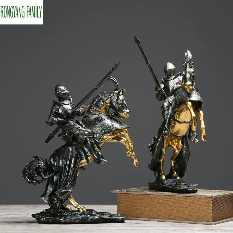 Ancient Roman Knights Statue Middle Ages European Retro Character Armor ...