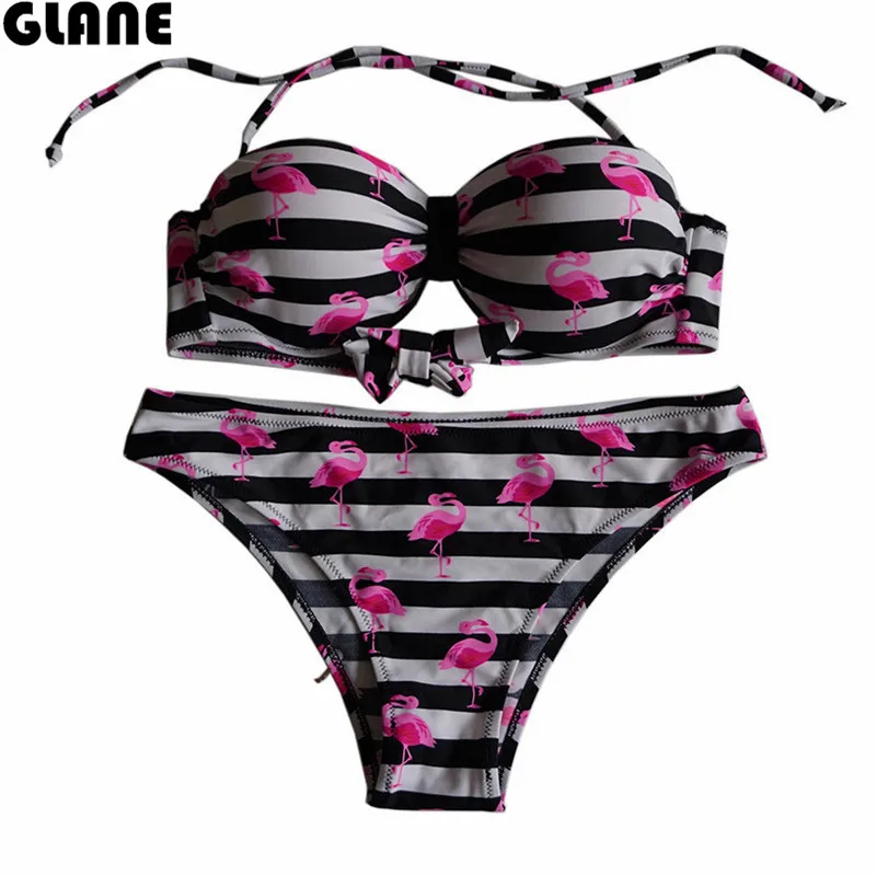 Print Floral Brazilian Bikini Push Up Swimwear Women 2018 Summer Halter