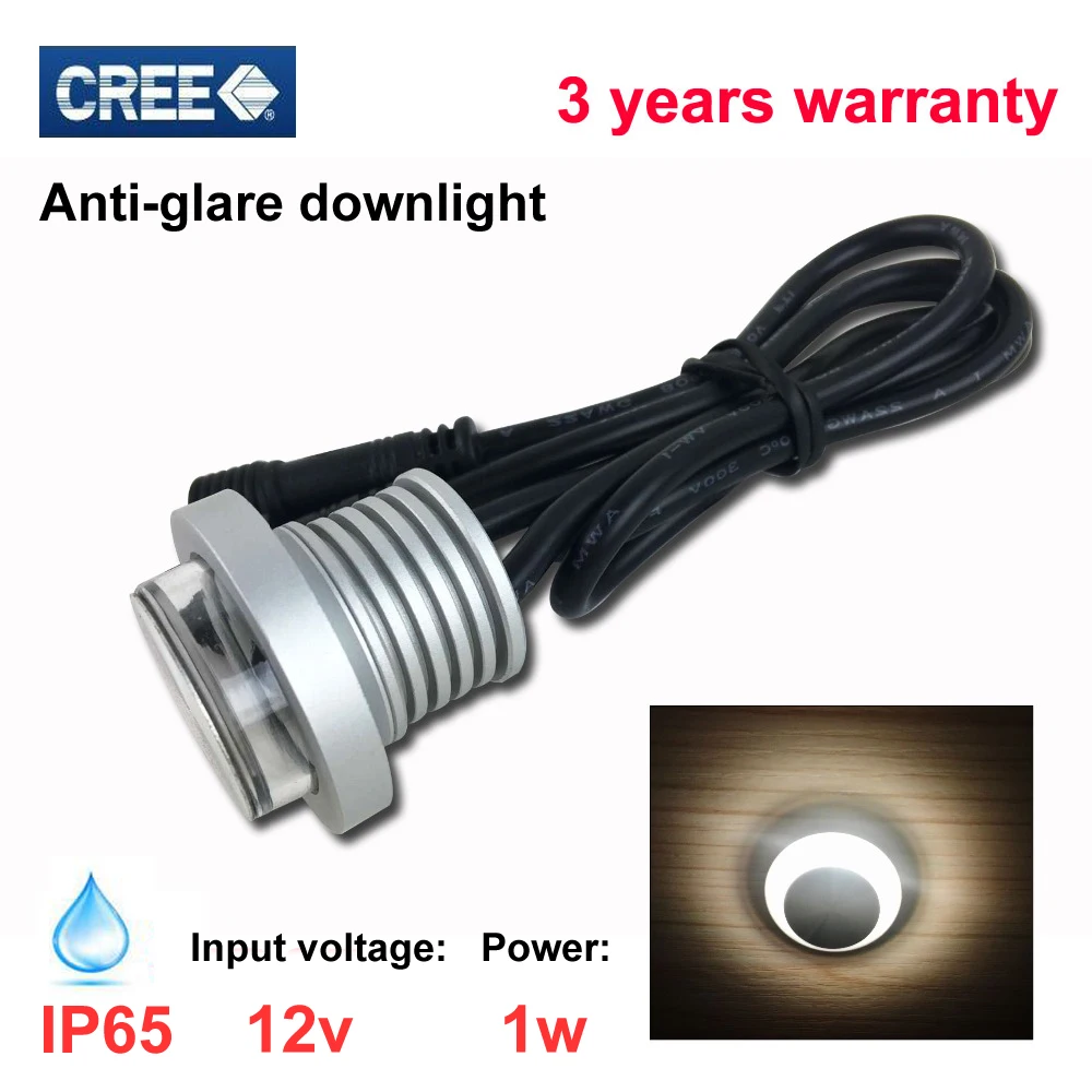 12pcs/lot 1W Anti glare LED downlight 12V white Waterproof IP65 led ...