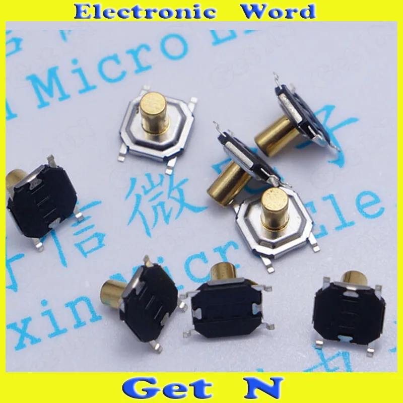 50pcs 4*4*3.5mm 4 Pin Switch with Metal Button SMD 4 Pin Switch 5.2*5.2 ...