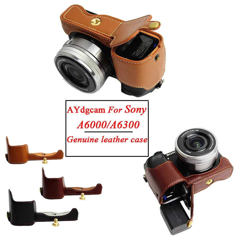 New Genuine Leather Half Body Video Camera Case Bag For Sony A6000 ...