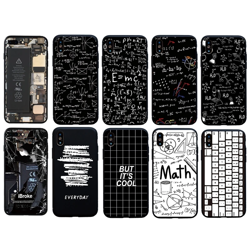 Maths Mathematics Physics Pattern Soft Phone Case For Iphone 7 8 6 6s ...