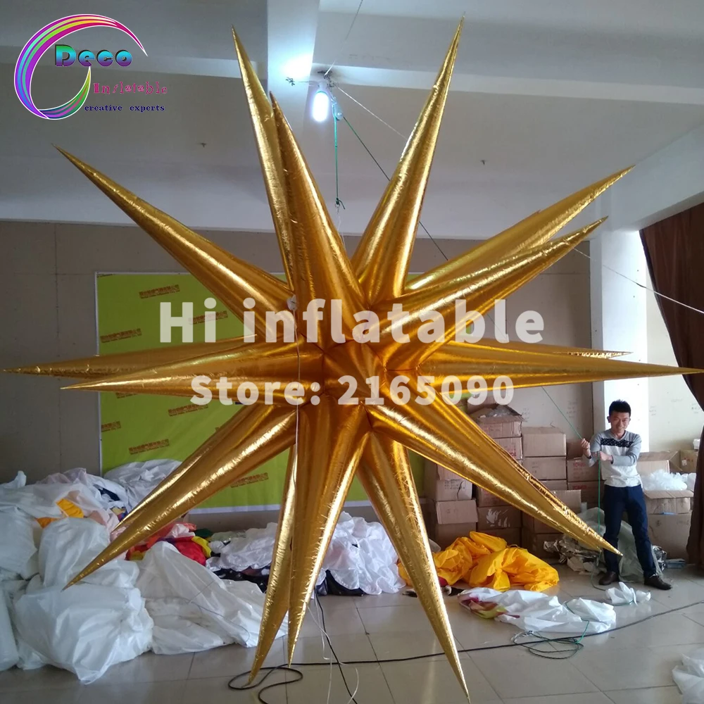 3m Golden Stage Decoration And Supply Lights Inflatable Star With Led ...