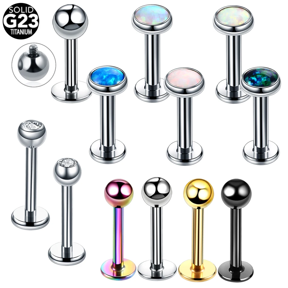 Anillos de titanio G23 para labio, Piercing Labret, de la oreja Tragus, cartílago, Piercing de ...