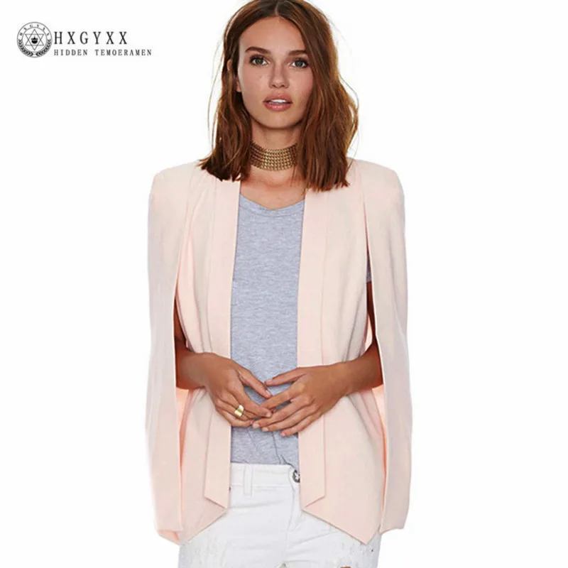 2019 Open Front Cape Long Sleeve Blazer Cloak Style Longline Plain