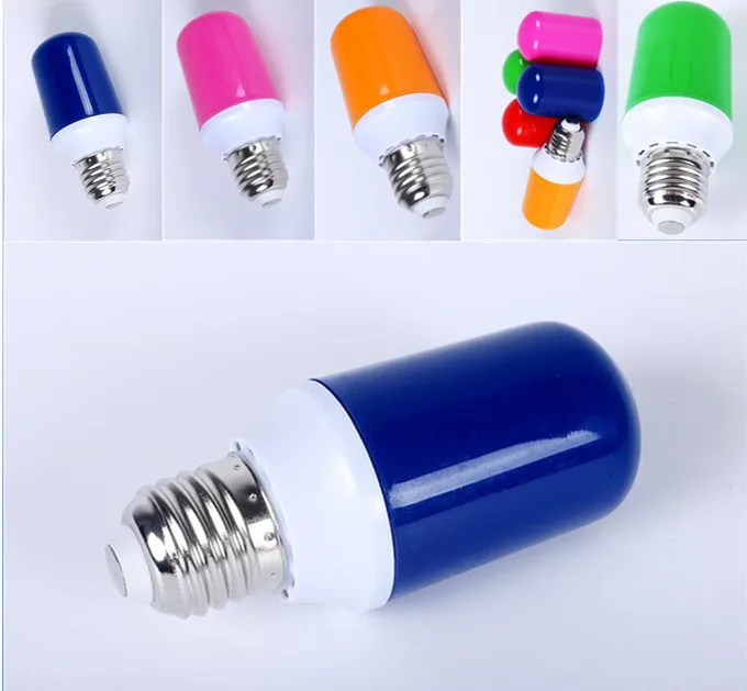 10pc Lot Led E27 Bulb Colorful 3w E27 Cylindrical Light Bulb Blue