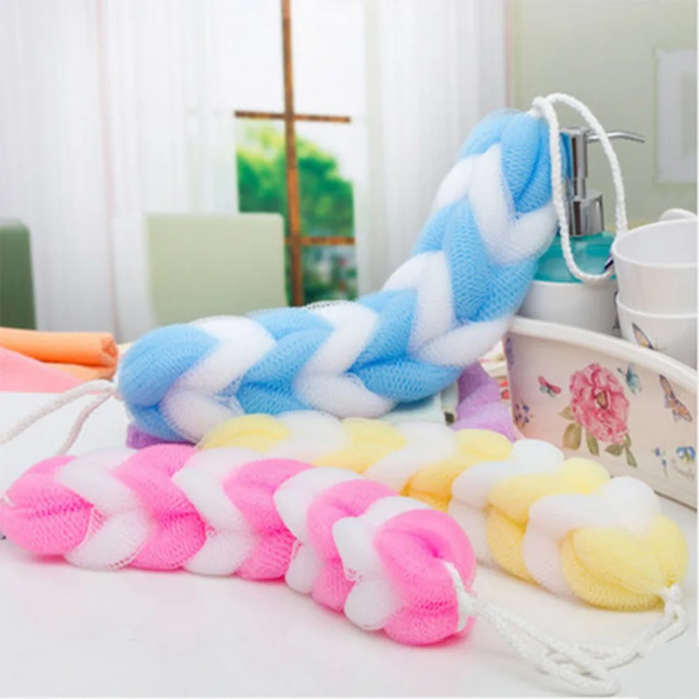 Soft Back Strap Bath Scrubber Rich Bubbles Body Brush Shower Bars Mesh