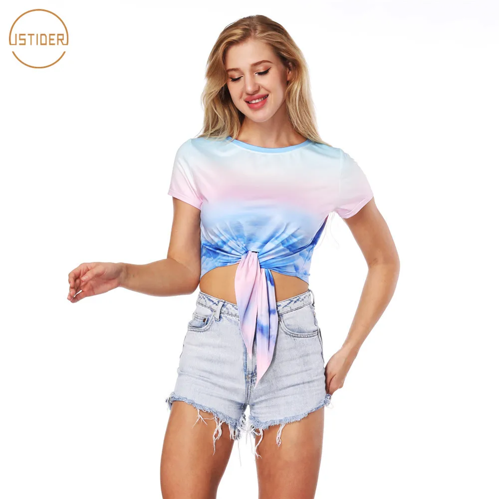 Istider 2018 Summer Sweet Girls Gradient Color 3d Printed Tshirts Women