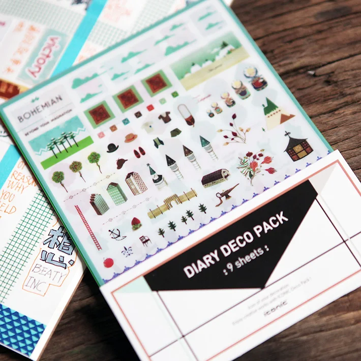 9Sheets/Lot Cute Iconic DIARY DECO PACK Kawaii Sticker Planner Stickers ...