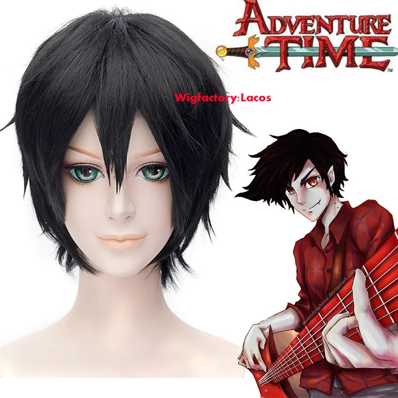 Anime Adventure Time Marshall Lee Black Straight Short Cosplay Wig ...