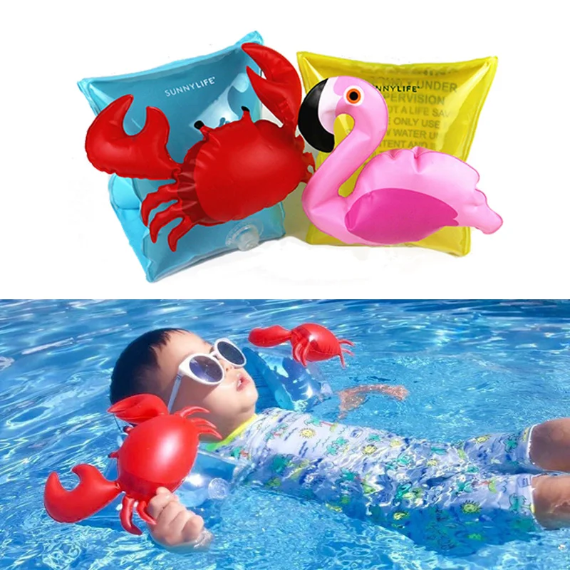 1pair Pvc Pool Swimming Arm Ring Crab Flamingo Inflatable Arm ...