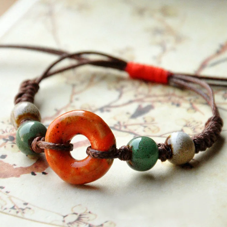 Handmade Folk Ceramic Hand Chain Chinese Porcelain Fancy Glaze ...