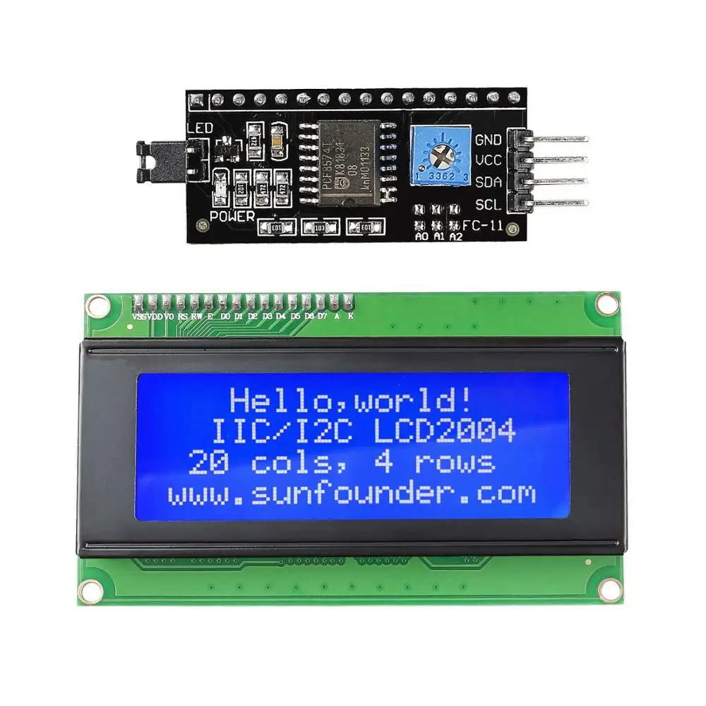 SunFounder módulo LCD IIC/I2C/TWI Serial 2004/20x4, protector para ...