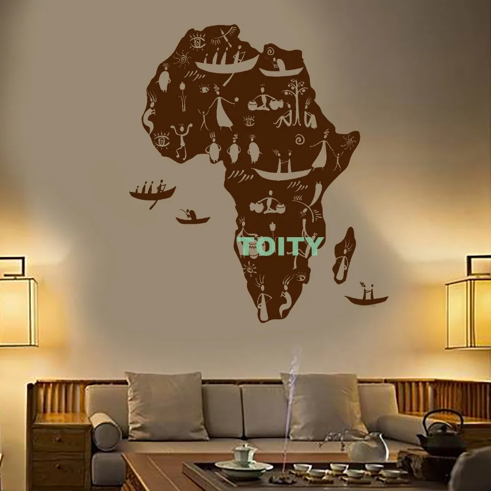 Vinyl Wall Decal Africa Continent African Natives People Map Sticker ...