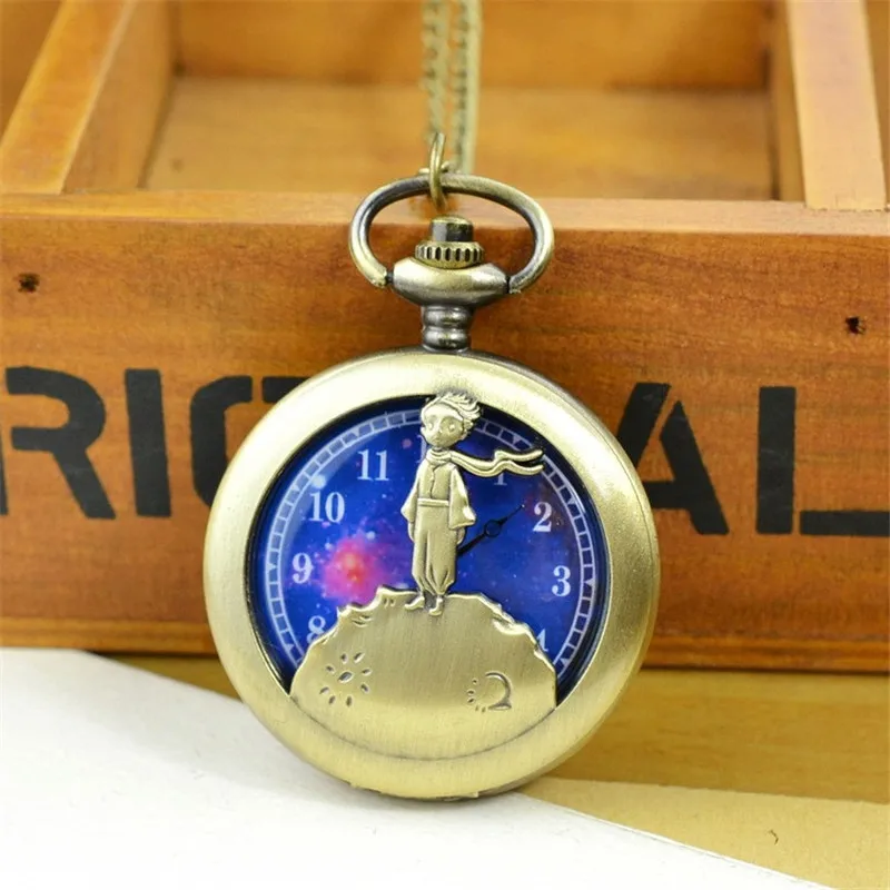 Little Prince Children's Pocket Watches Bronze Skeleton Quartz Pocket ...