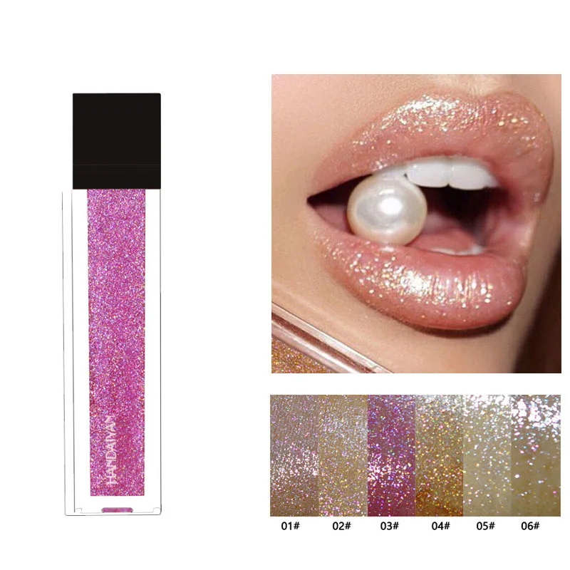 Shimmer Lipstick Liquid 6 Colors Glitter Lip Gloss Liquid Shimmer Matte Lipstick Waterproof