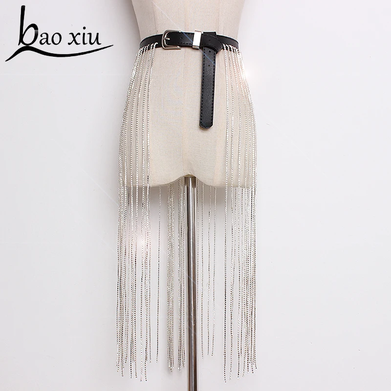 2019 New Luxury Women Tassel Chain Belt Full Rhinestone Bride Silver