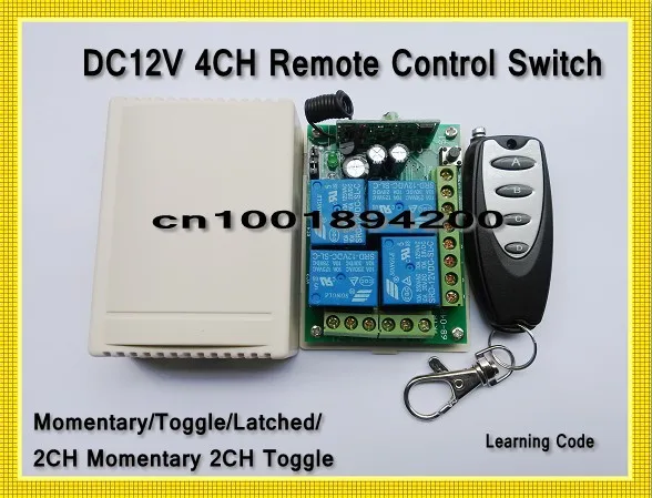 DC12V-4CH-Remote-Control-Switch-Wireless-Receiver-Transmitter-Momentary ...