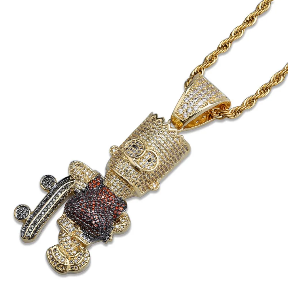 Cubic Zirconia Pendants Necklace | Necklaces Men Gold Simpsons ...