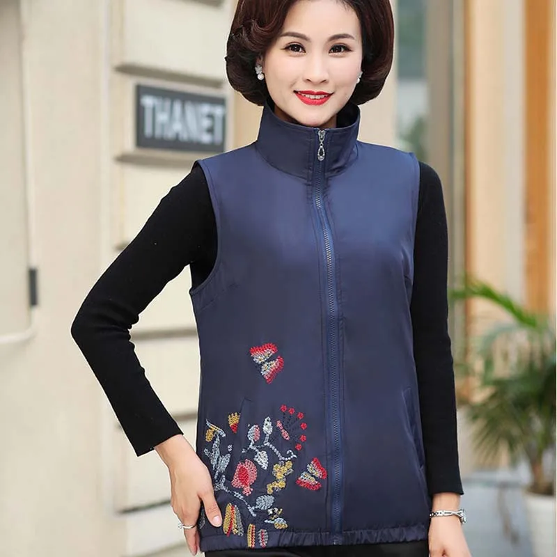 Mother loaded spring jacket middle aged spring and autumn women's vest ...