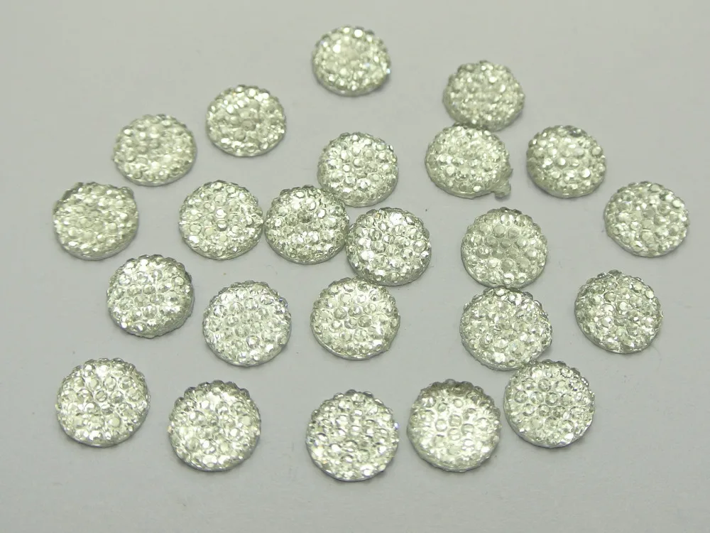 200 Clear Acrylic Round Flatback Dotted Rhinestone Gems 8mm(0.31 ...