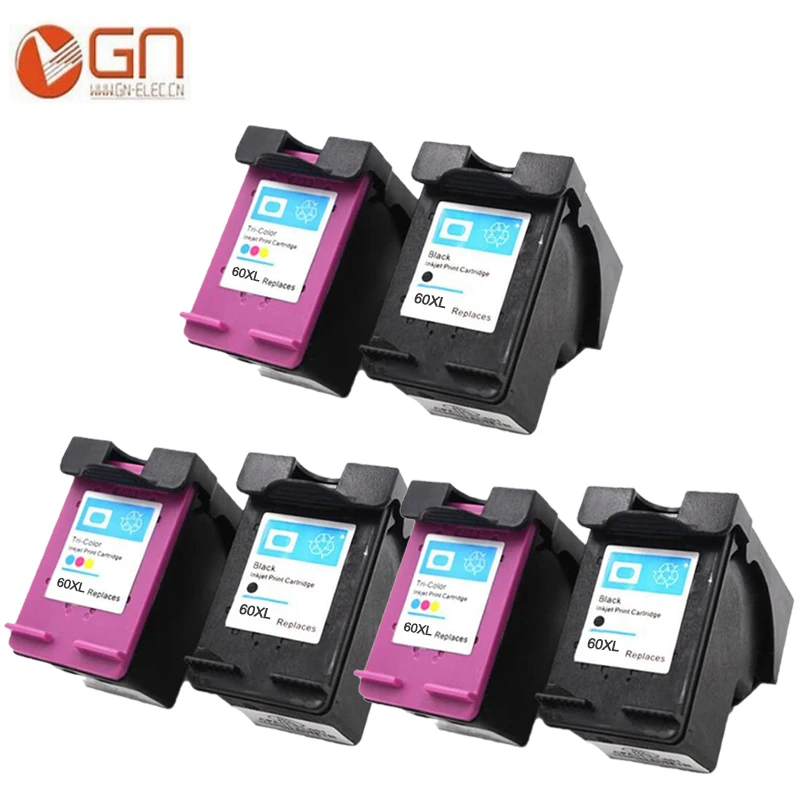 GN 6Pk Para hp 60xl Cartuchos de Tinta Para hp Deskjet 60 F2480 F2420 ...
