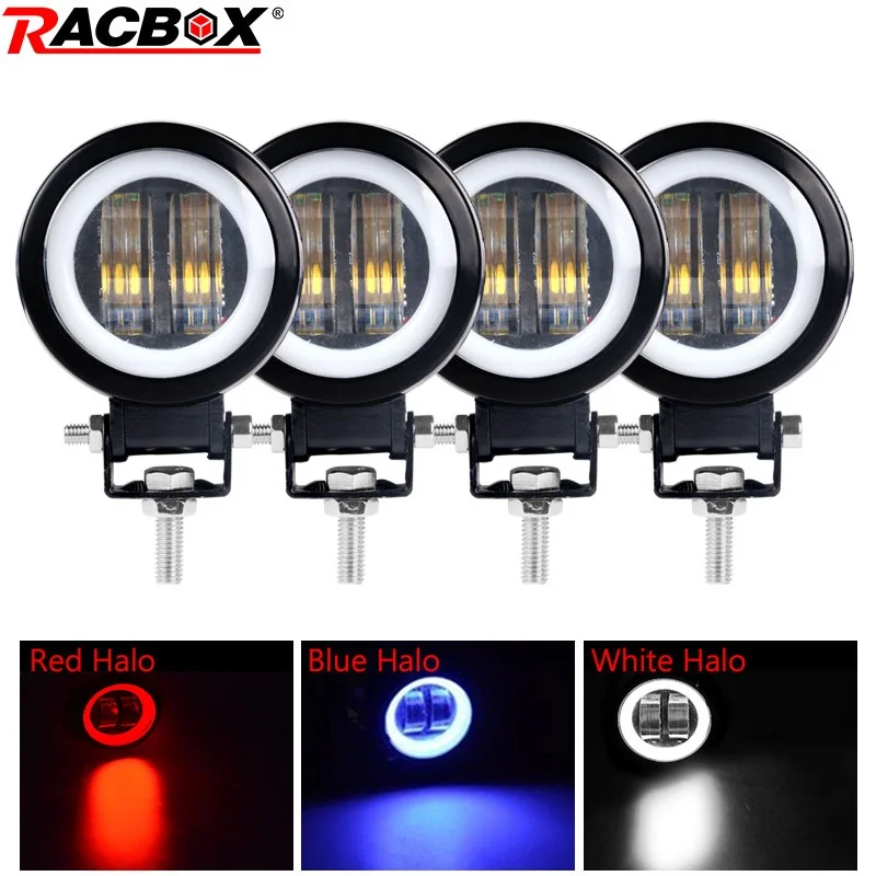 3 inch Angel Eyes LED Work Lights Car Headlights Round Square LED ...