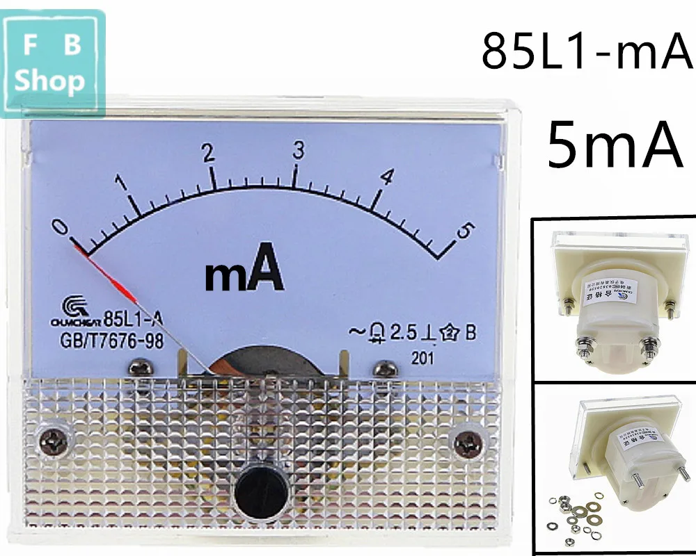 1pcs 85l1 5ma Ac White Ampere Meter Pointer Class 2.5 Plastic Shell ...
