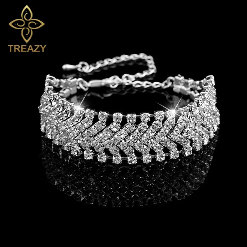 TREAZY-Sparkling-Crystal-Bracelets-Bangles-for-Women-Gold-Silver-Color ...