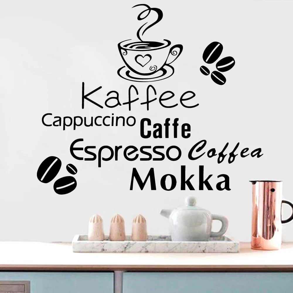 Stickers muraux en vinyle de café,Stickers grande taille,décoration ...
