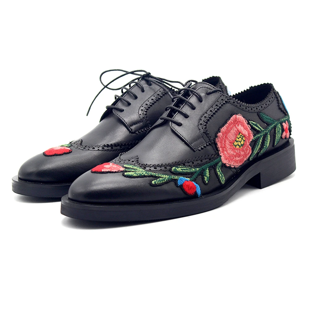 New zapatos de hombre embroidered plum rose groomed brock style carved ...